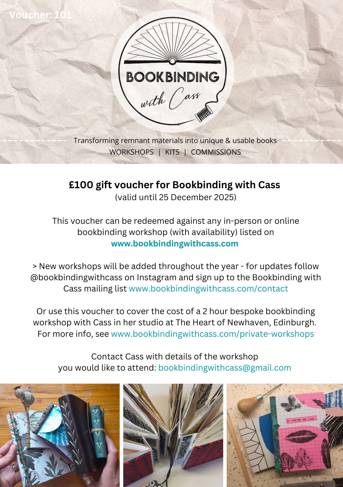 Gift Vouchers – Bookbinding with Cass